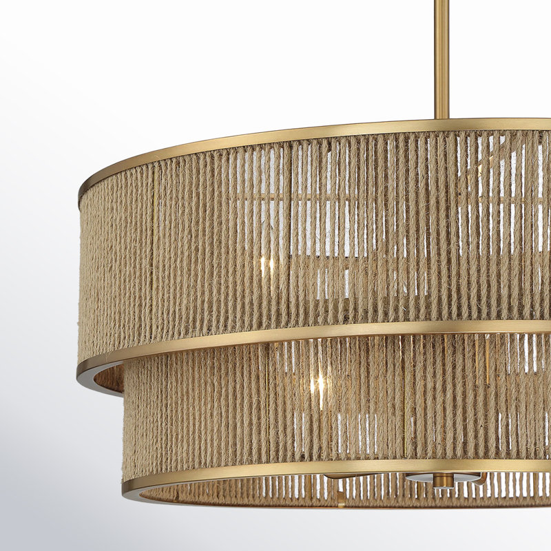 Birch Lane™ Han 6-Light Pendant In Warm Brass And Rope & Reviews | Birch Lane